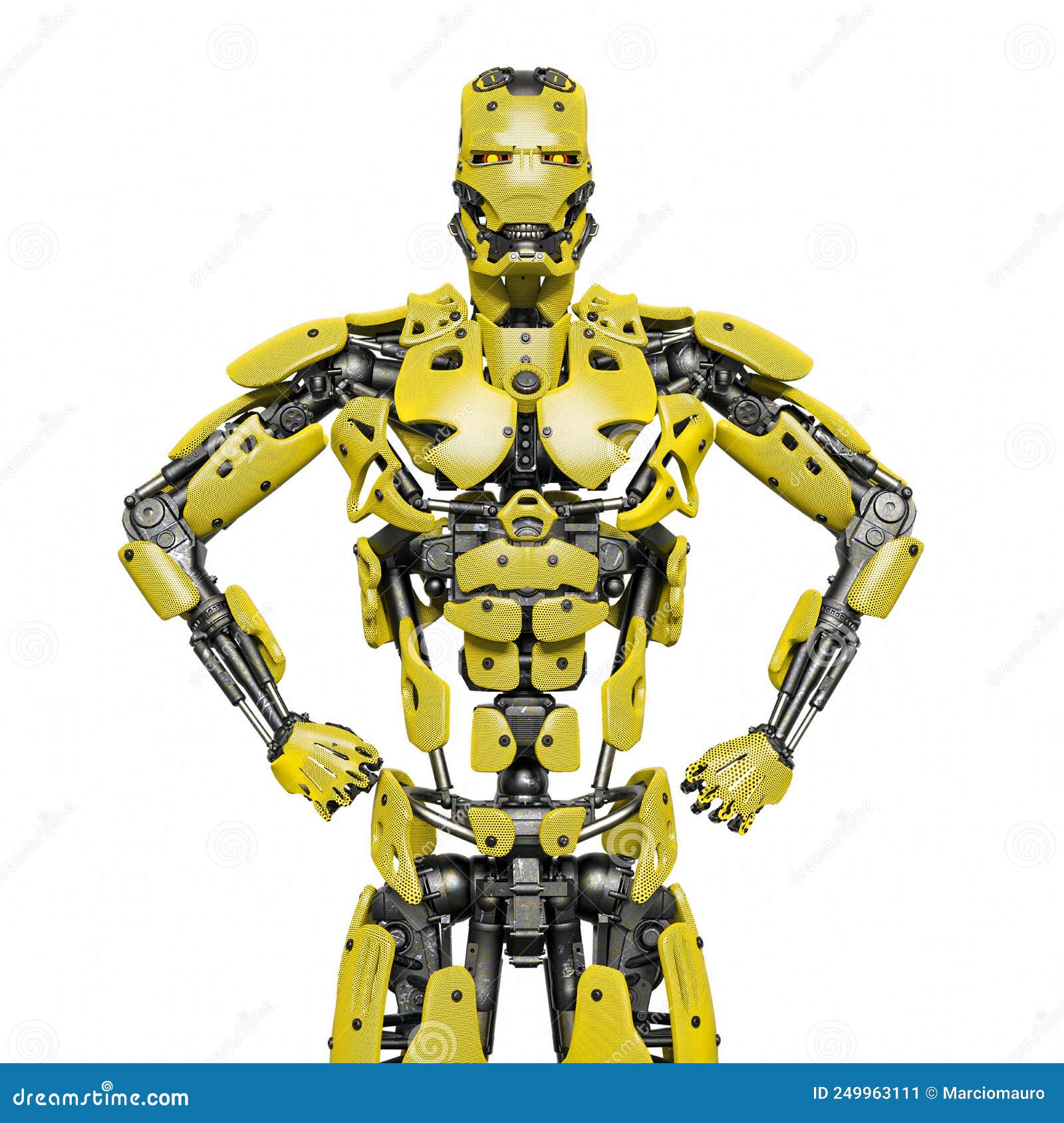 Cyborg is Doing a Super Hero Pose Stock Illustration - Illustration of ...