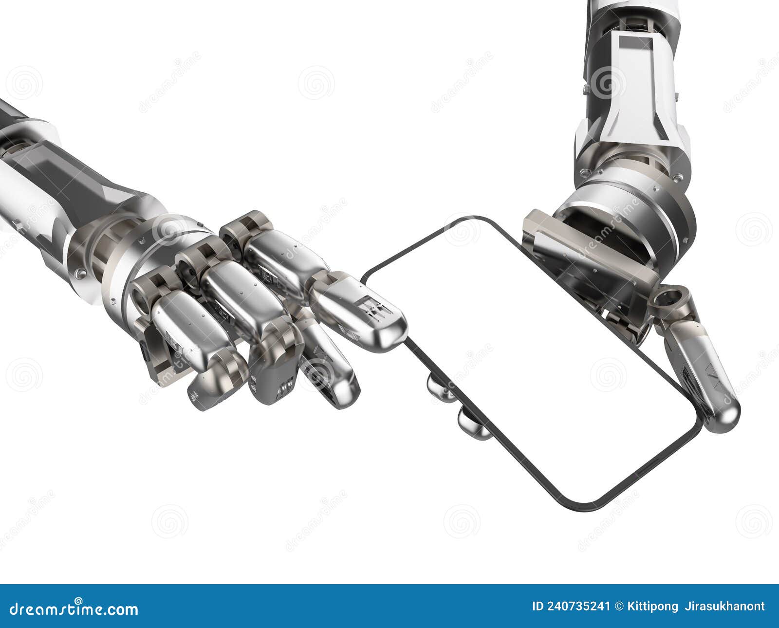 Cyborg with Empty Screen Mobile Phone Stock Illustration - Illustration ...
