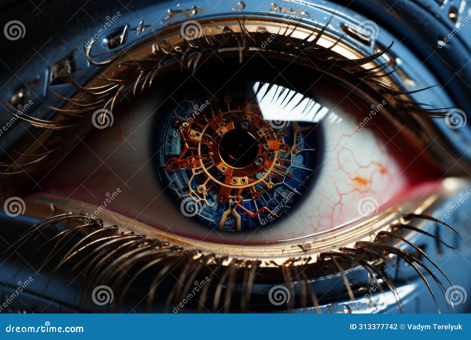 Cyborg Eye is Reflected in the Pupil. Stock Photo - Image of eyesight ...
