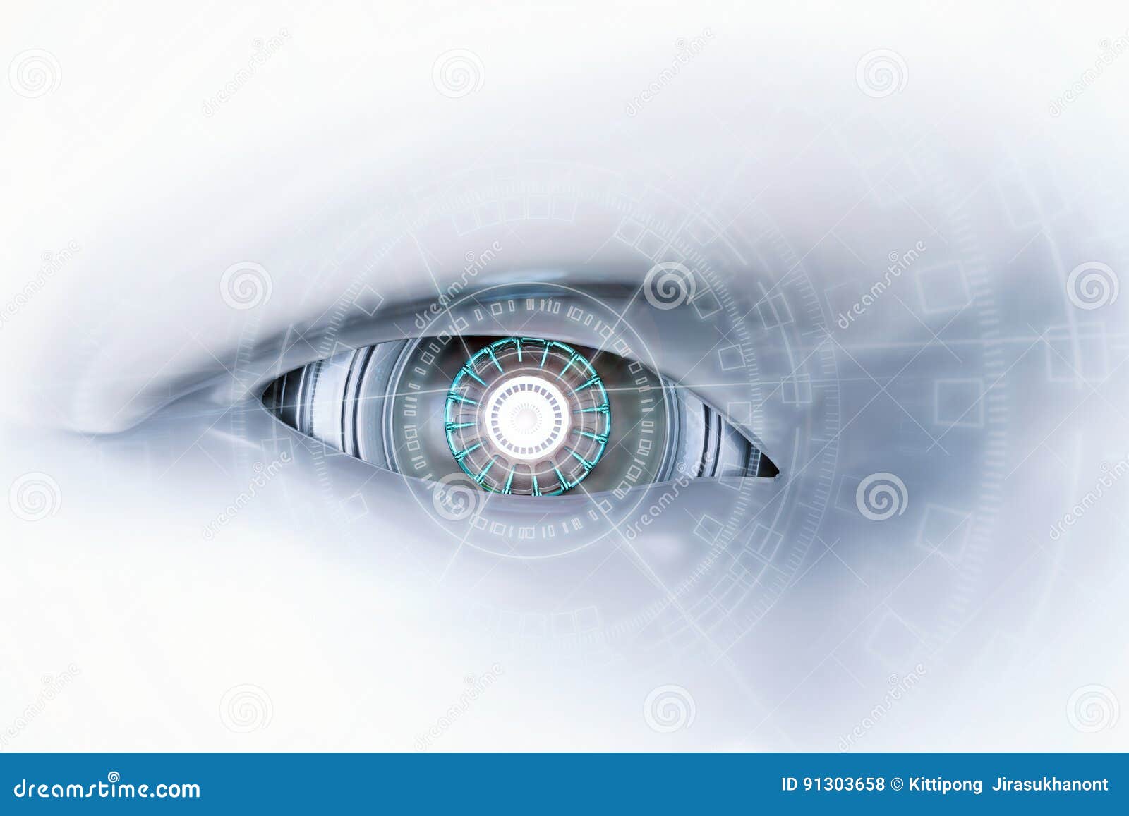 Cyborg Eye with Virtual Display Stock Illustration - Illustration of ...