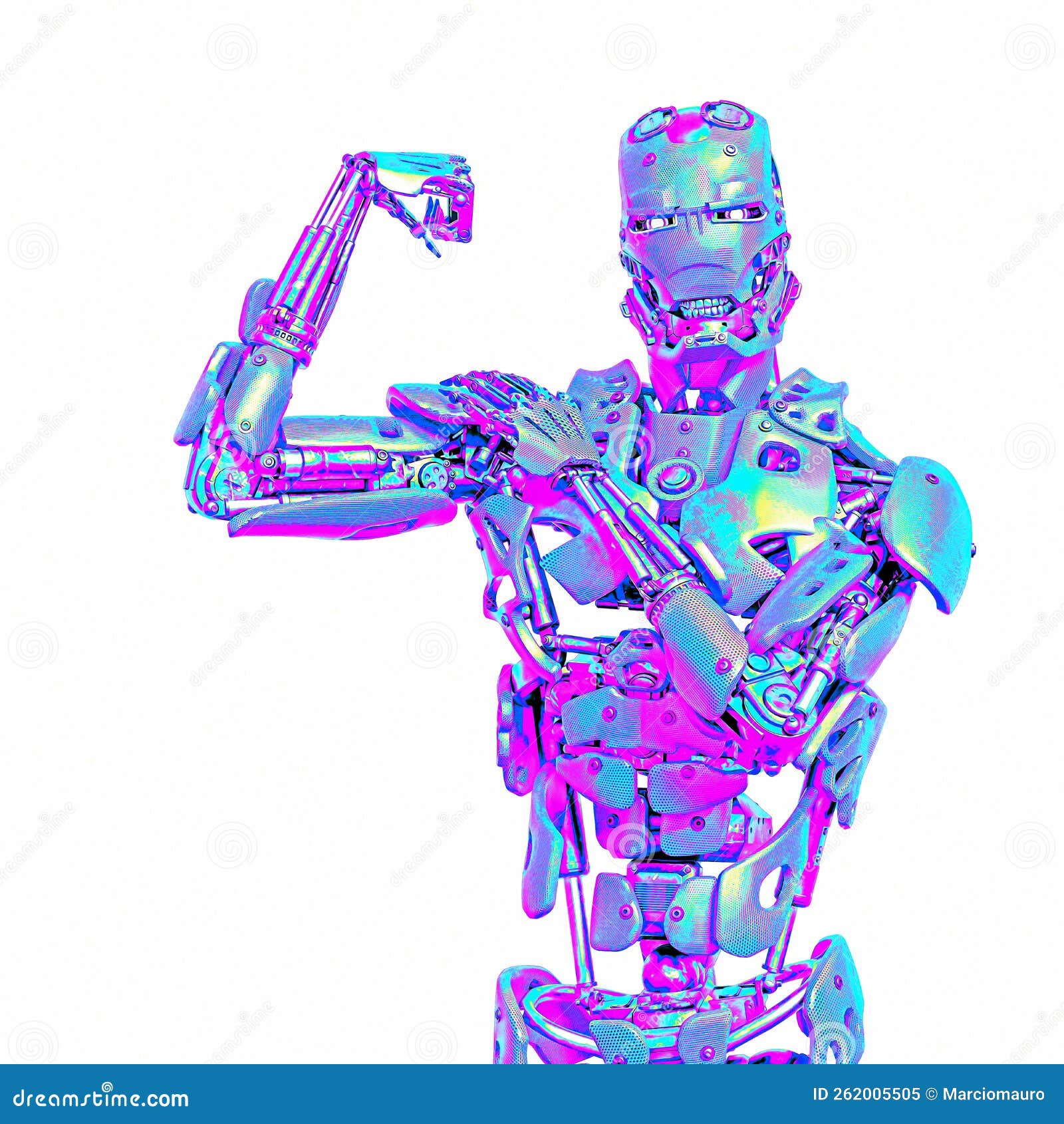 Cyborg Faire Un Peut Le Faire Pose Illustration Stock - Illustration du ...