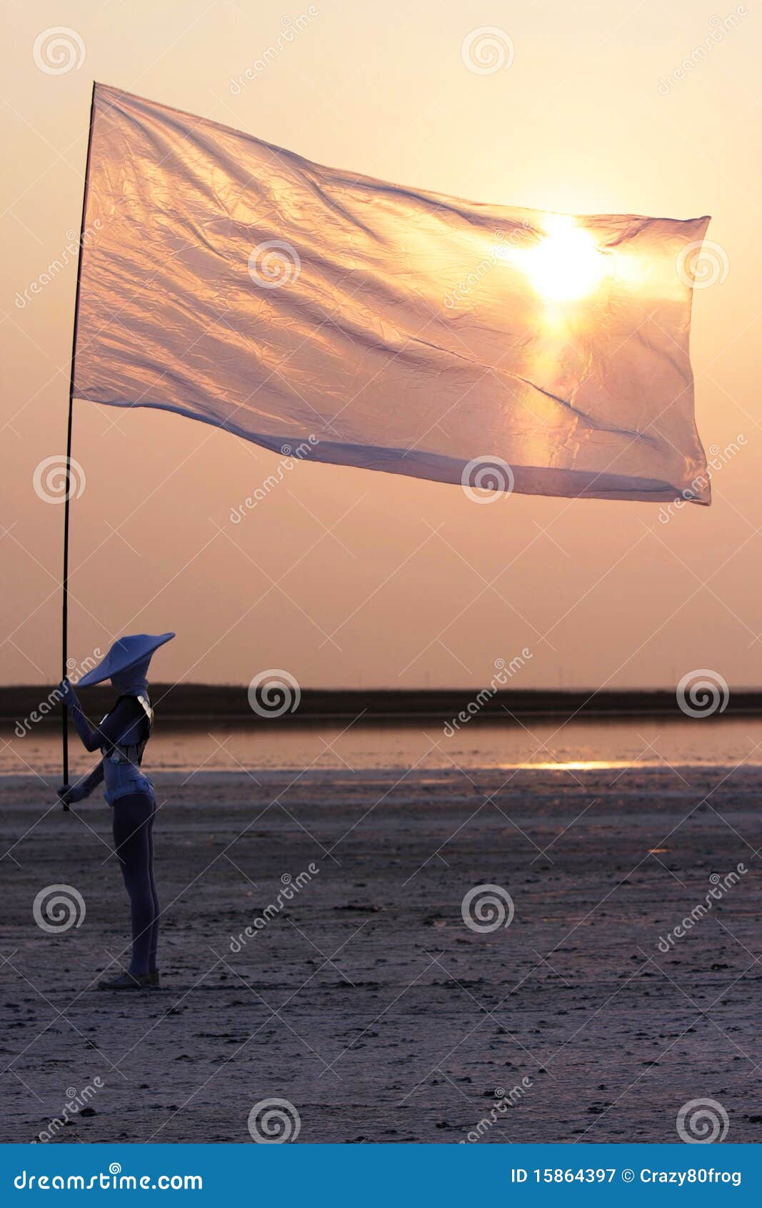 Cyborg with Flag at Sunrise Stock Image - Image of light, lost: 15864397