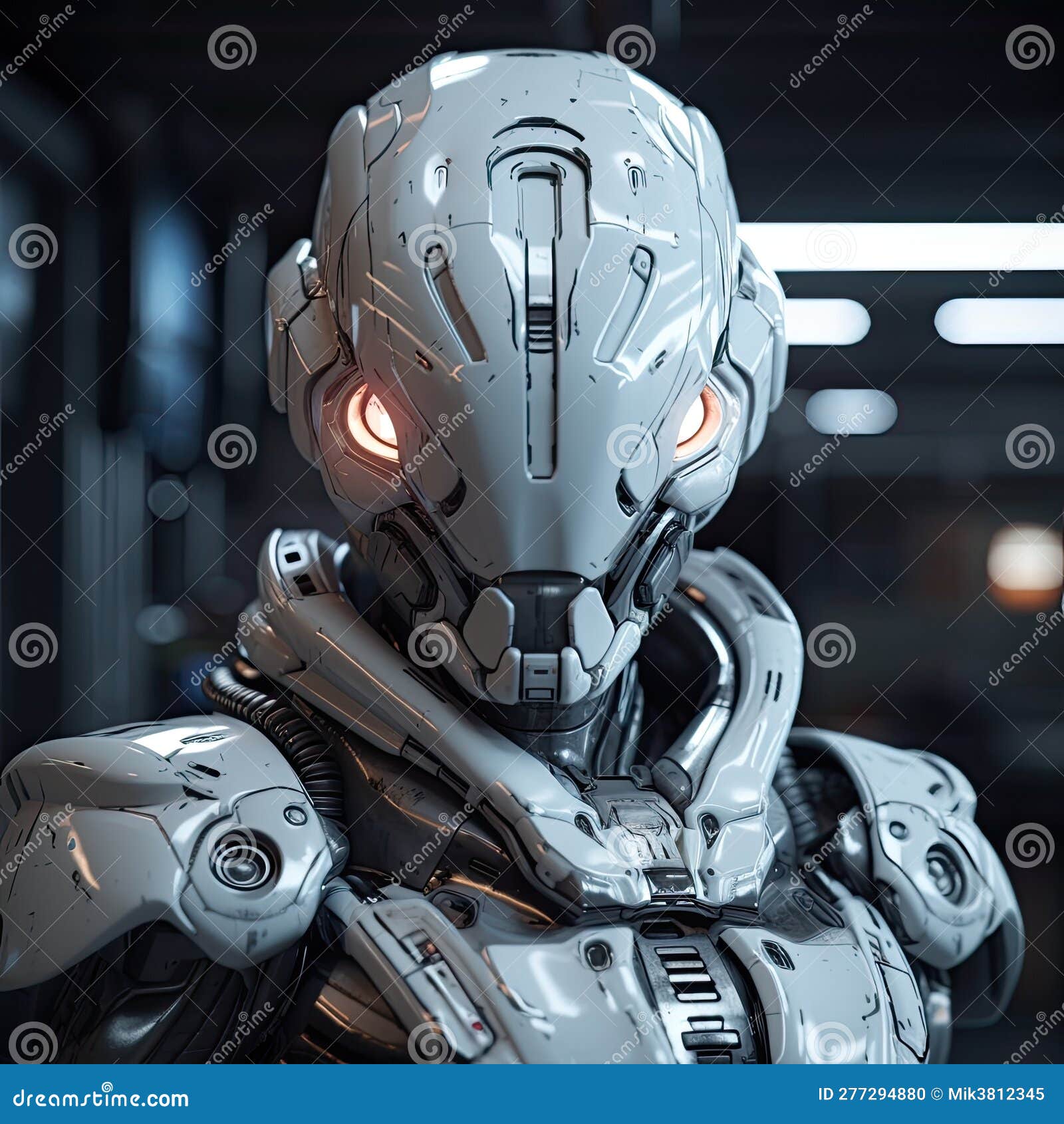 Cyborg Futuristic with Connections and Technology Background. Stock ...
