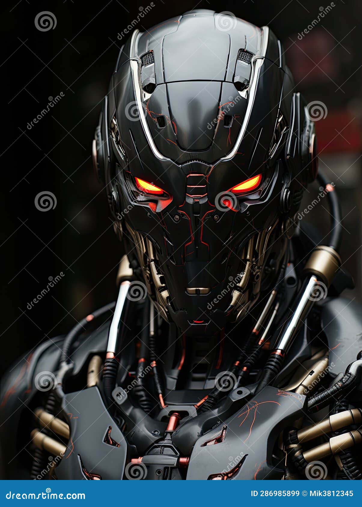 Cyborg Futuristic with Connections and Technology Background. Stock ...