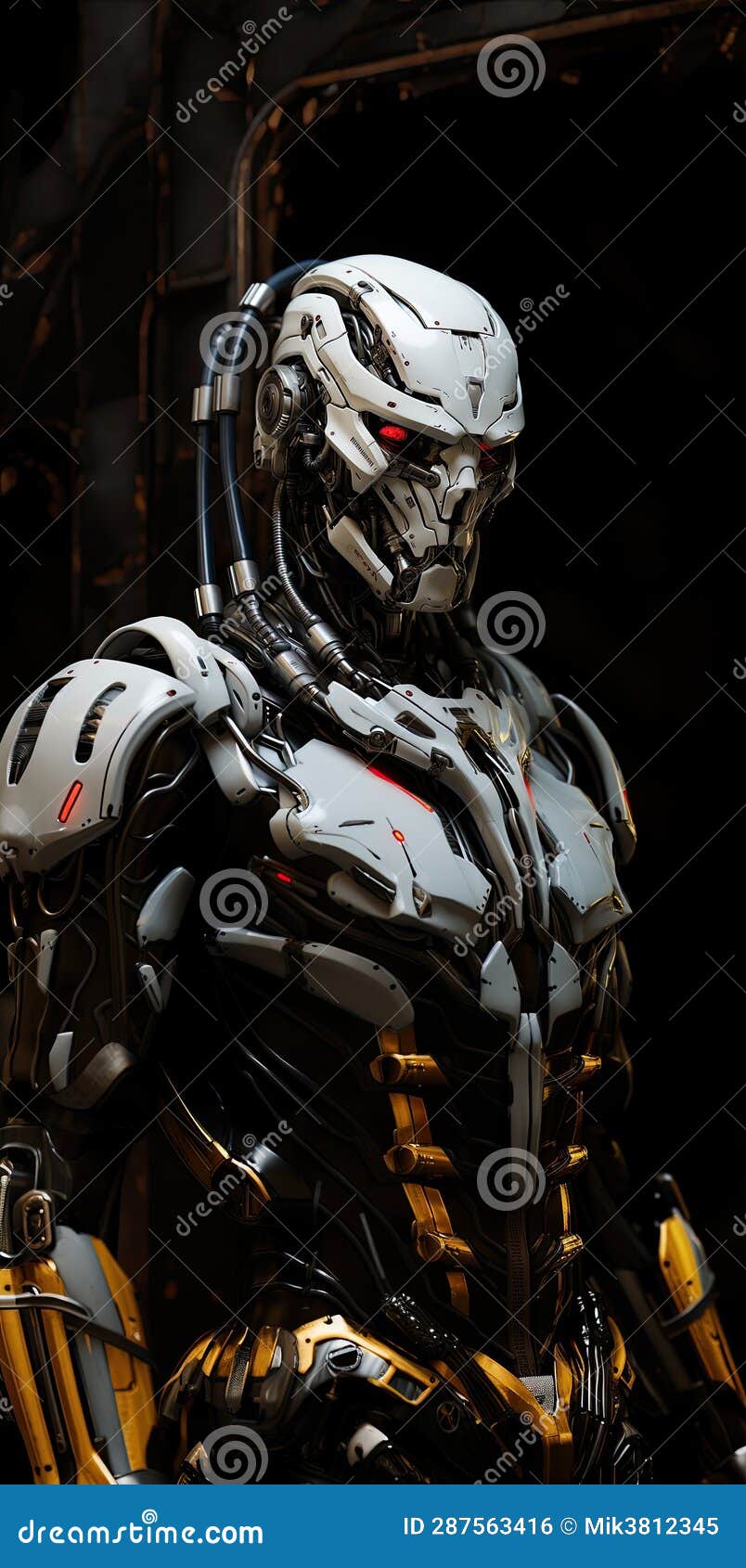 Cyborg Futuristic with Connections and Technology Background. Stock ...