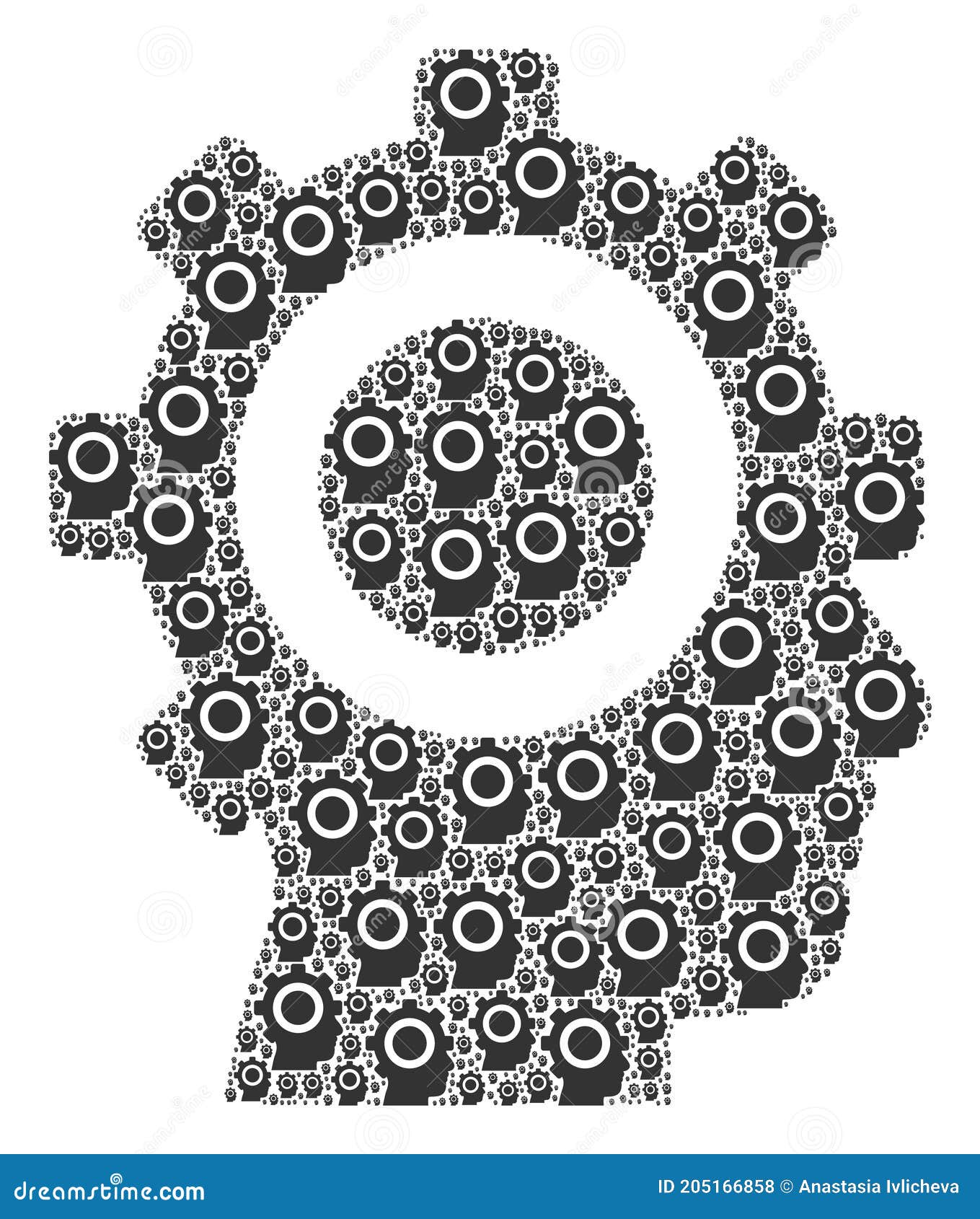 Cyborg Gear Recursion Collage Of Itself Items Stock Vector