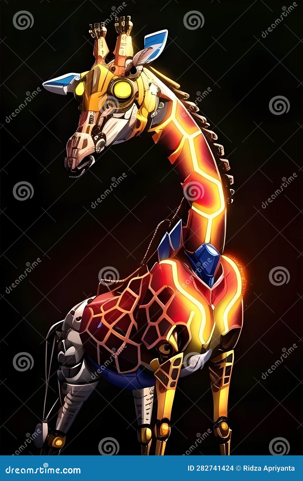 Giraffe Cyborg Animal Detailed Infographic, Full Details Anatomy Poster ...