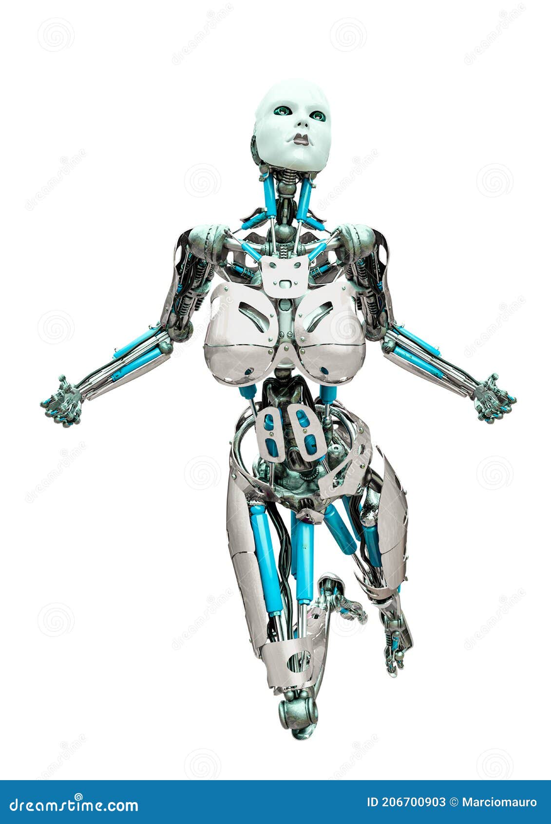 Cyborg Girl Comic Pose Three Stock Illustration - Illustration of ...