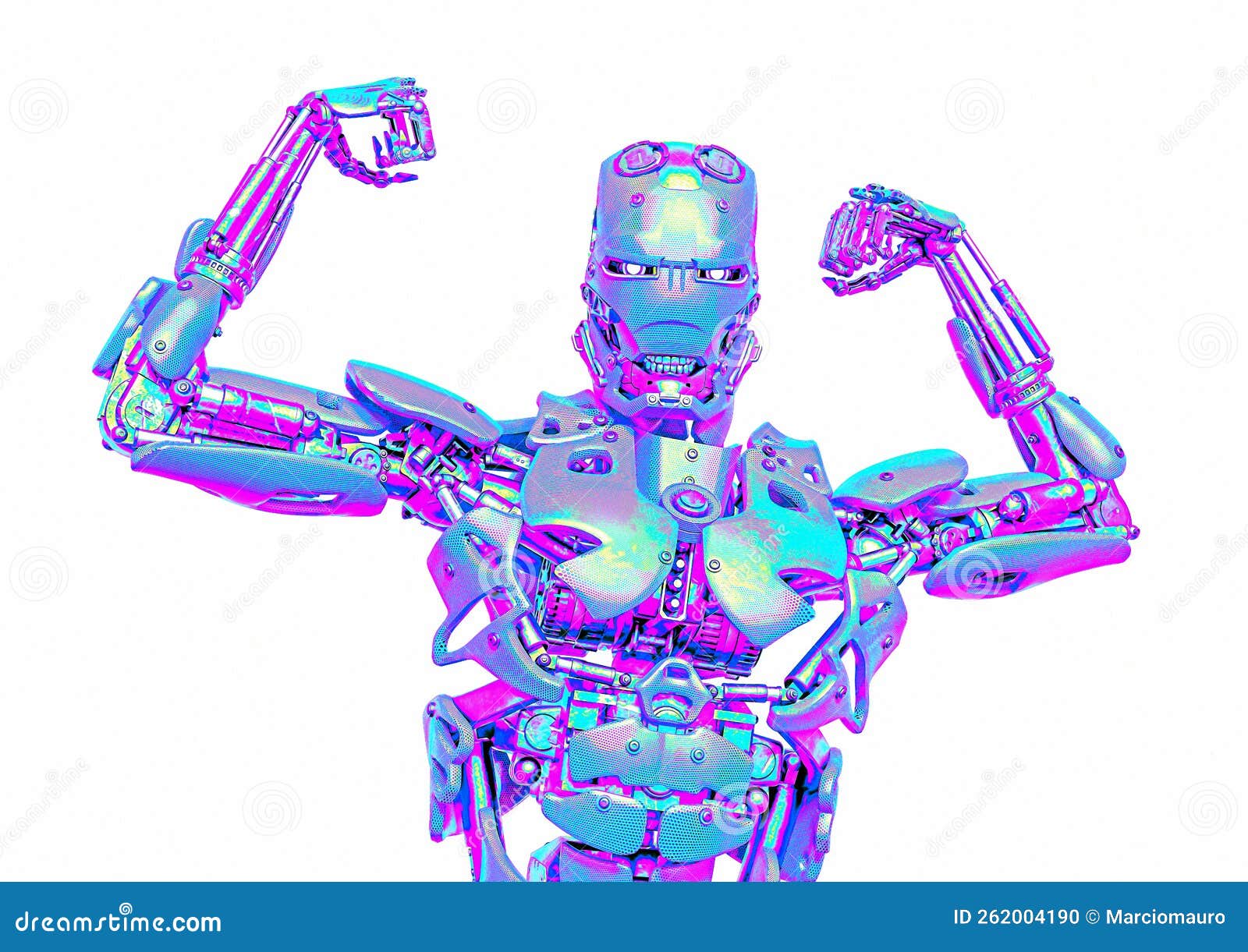 Cyborg is Going a Power Pose Stock Illustration - Illustration of ...