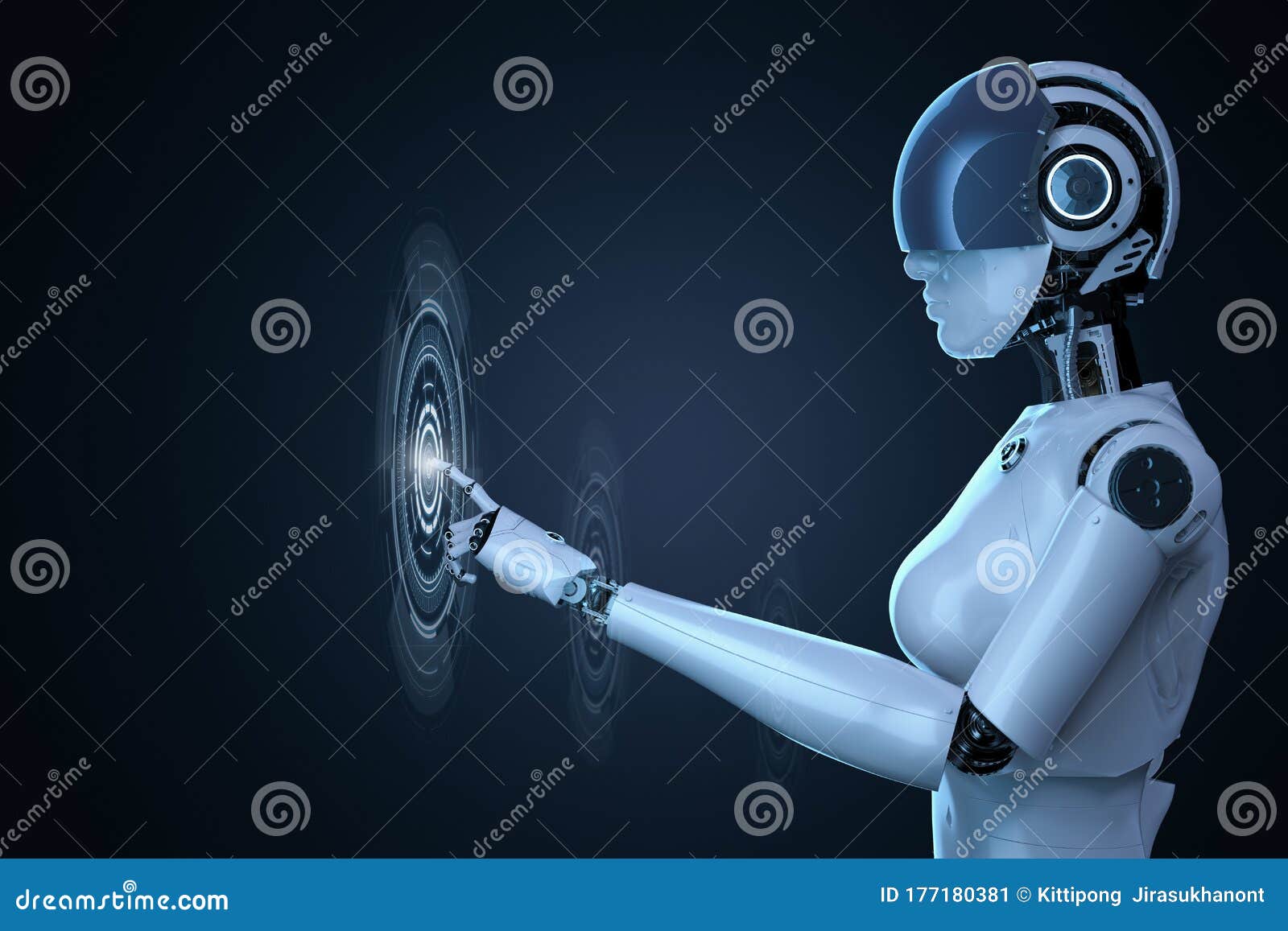Cyborg with Graphic Display Stock Illustration - Illustration of female ...