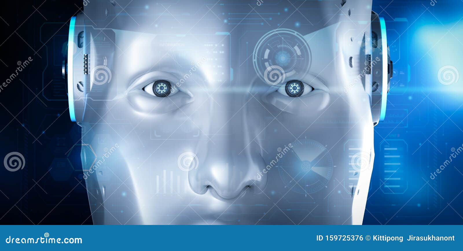Cyborg with Graphic Display Stock Illustration - Illustration of media ...