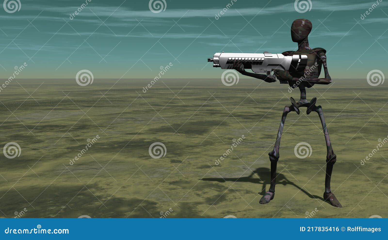 Cyborg with Gun stock illustration. Illustration of shooting - 217835416