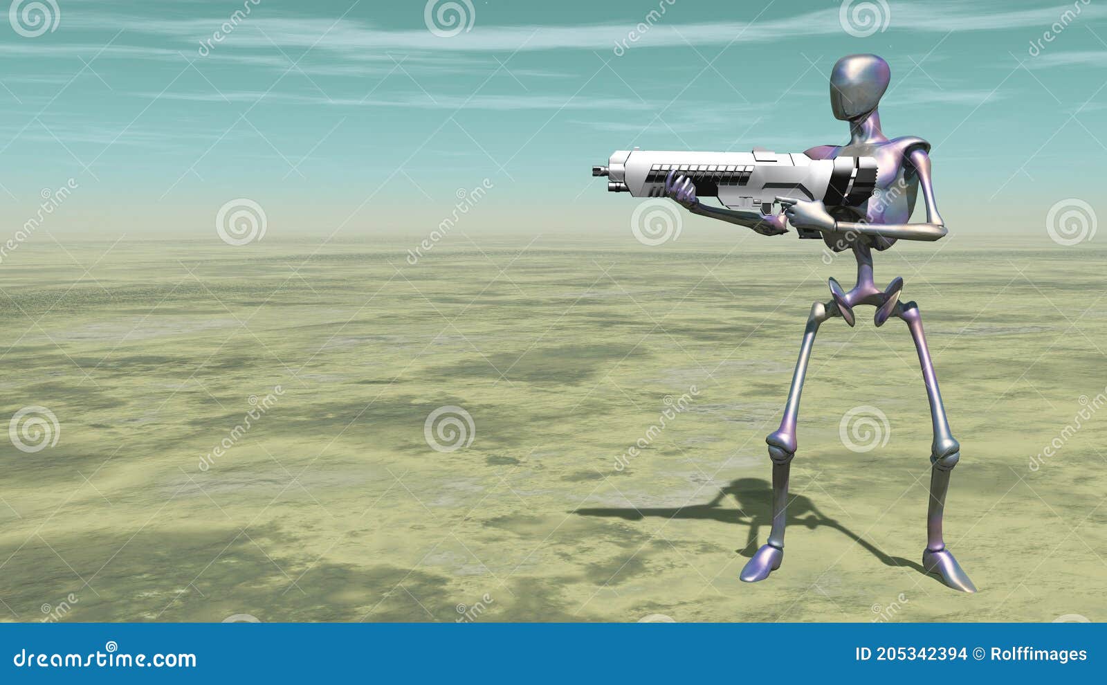 Cyborg with Gun stock illustration. Illustration of fantasy - 205342394