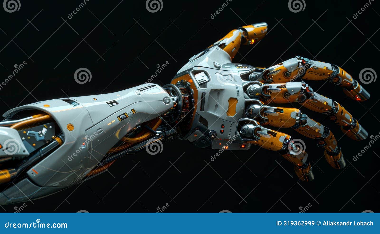 Cyborg Hand on Black Background . a Robotic Arm Stock Image - Image of ...