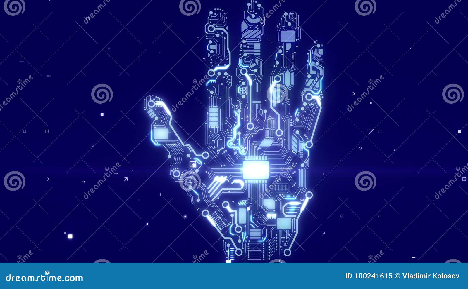 Cyborg Hand with CPU Microchips Stock Illustration - Illustration of ...