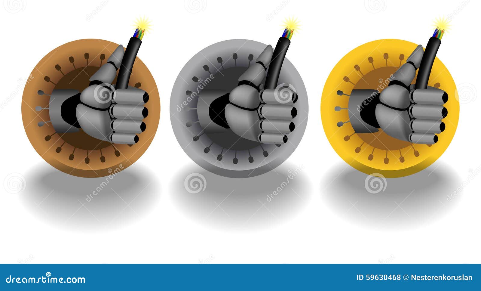 Cyborg Hand Holding Cable Emblems Stock Vector - Illustration of ...