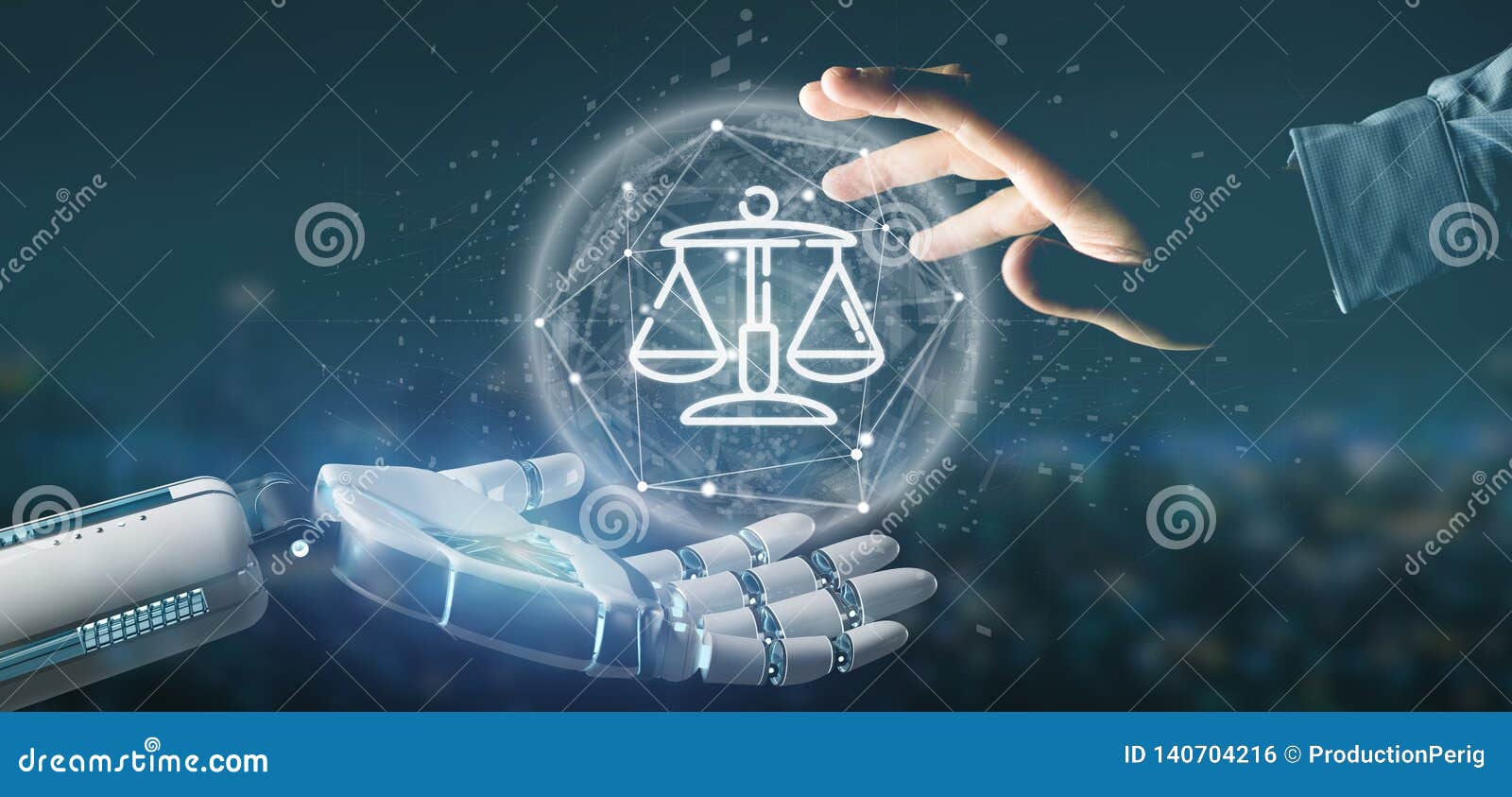 Cyborg Hand Holding A Connected Network Over A Earth Globe Concept On A ...