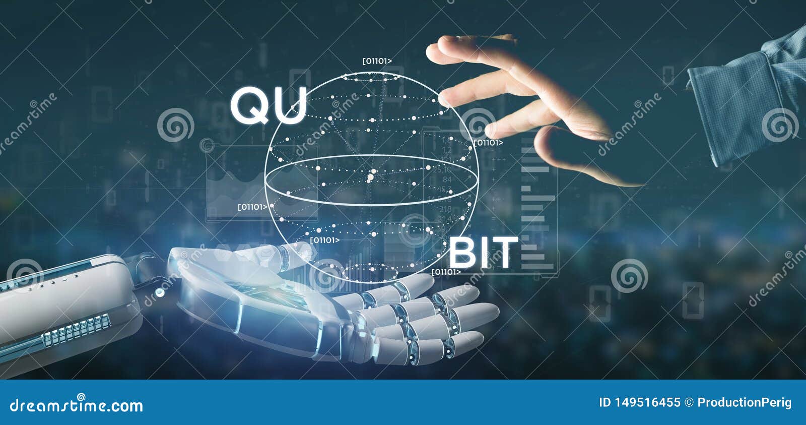 Qubit Concept Representation Visualization Of Quantum Bit Monochrome