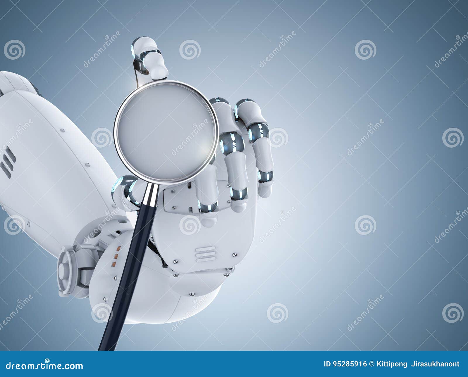 Cyborg Hand Holding Stethoscope Stock Illustration - Illustration of ...