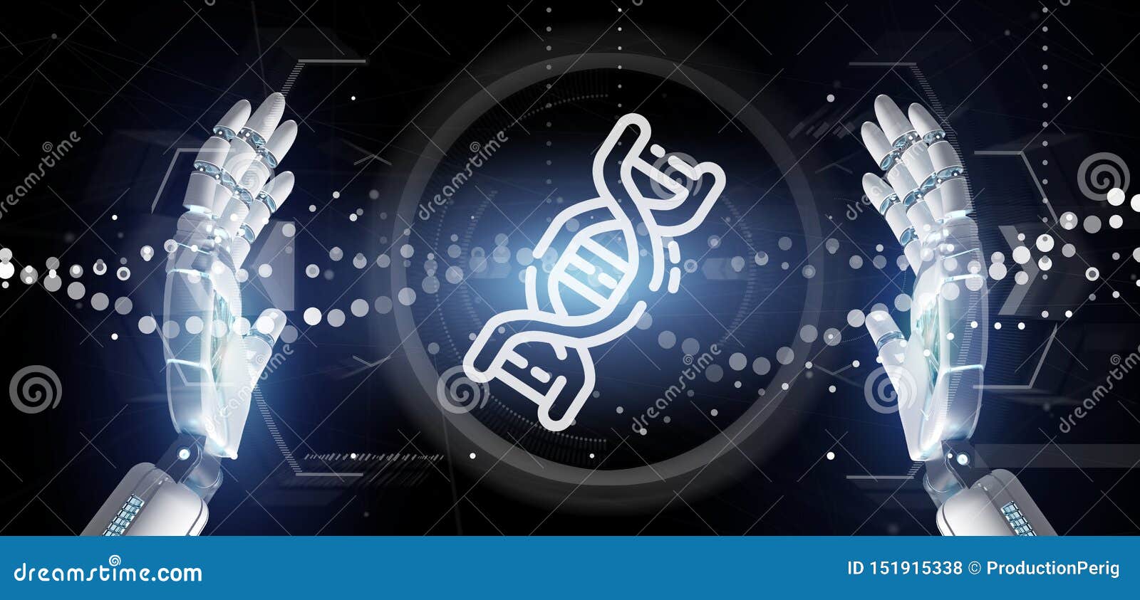 Cyborg hand holding stock photo. Image of icon, genome - 151915338
