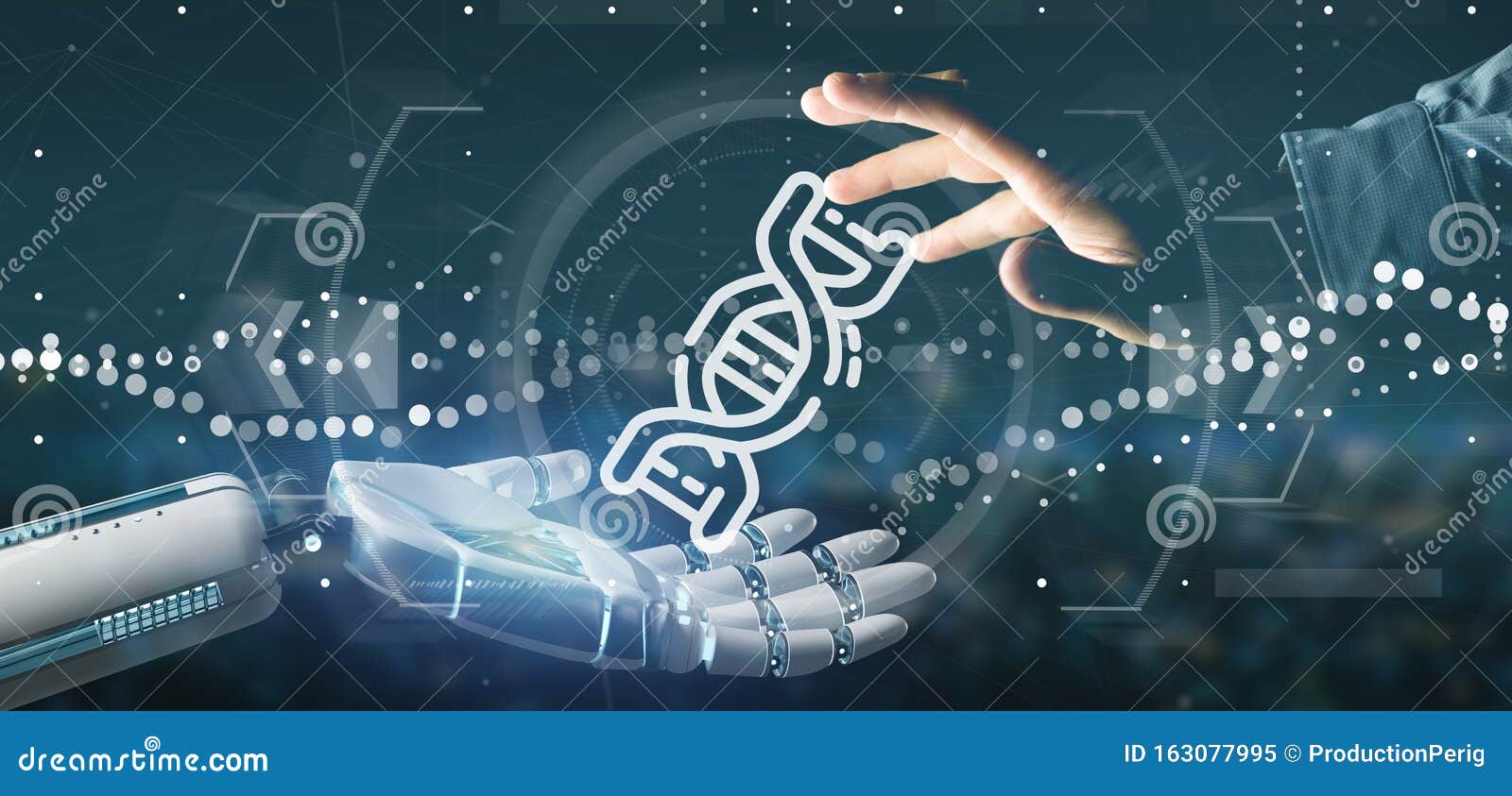Cyborg hand holding stock image. Image of biotechnology - 163077995