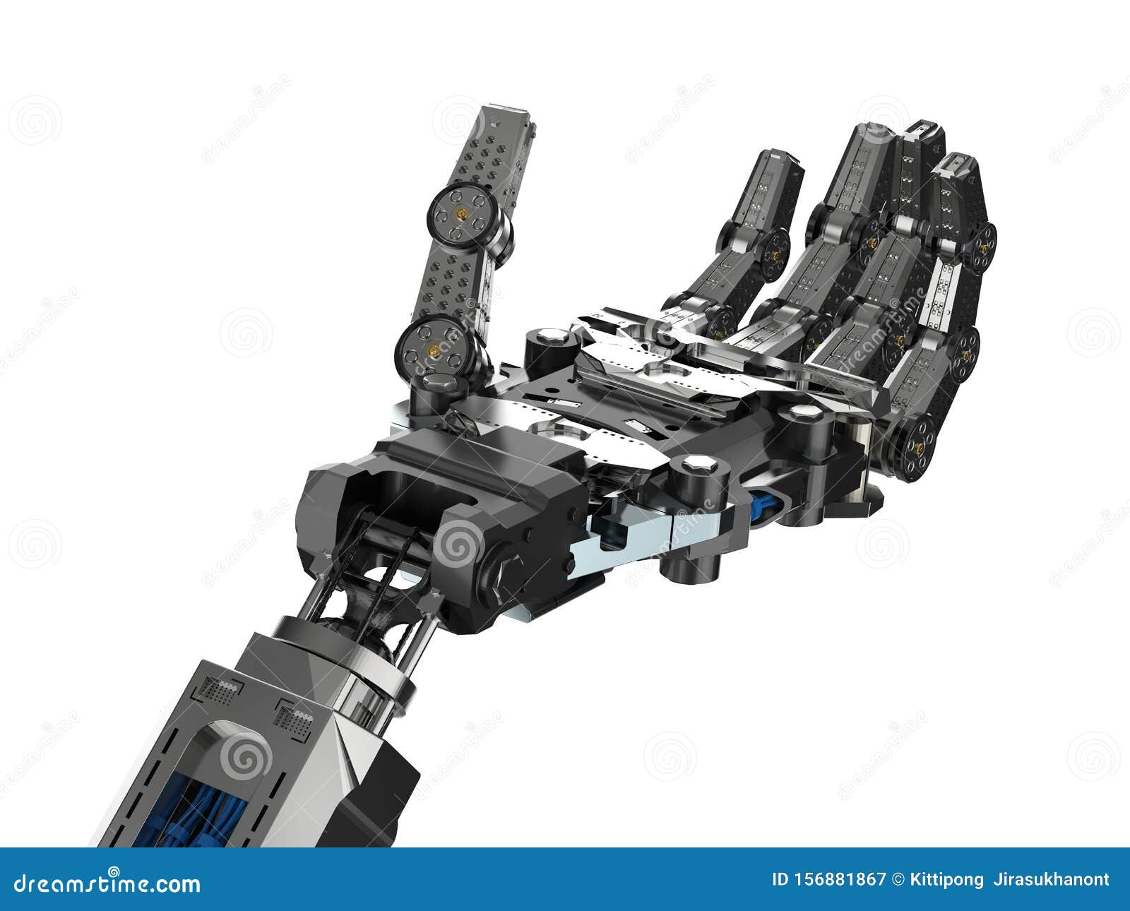 Cyborg Hand Holding Quantum Computing Concept With Qubit Icon 3d ...