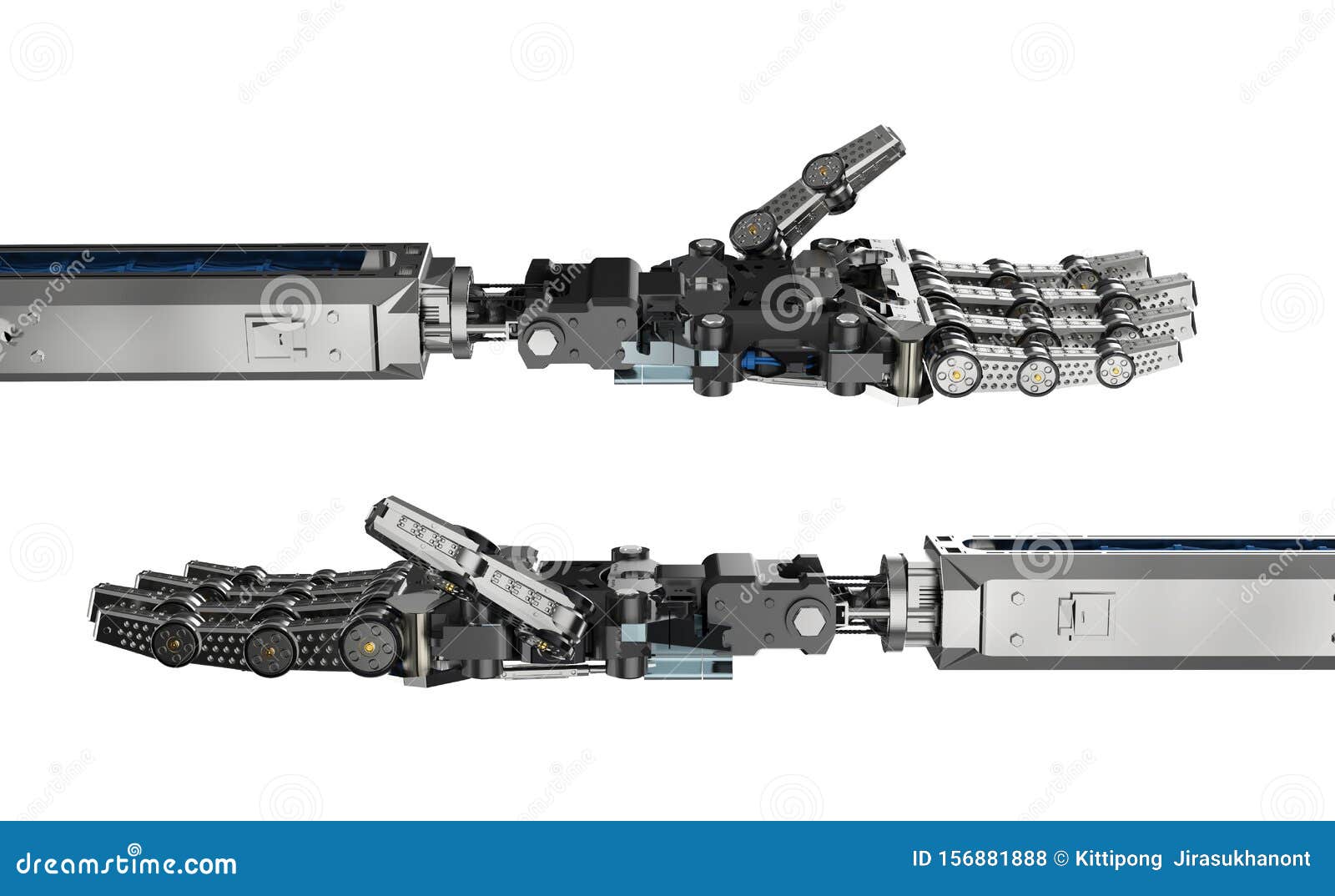 Cyborg Hand Holding A Earth Globle Particles 3d Rendering Stock ...