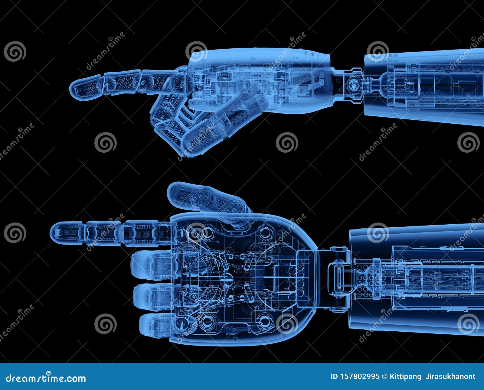 Cyborg Hand Holding Artificial Intelligence Icon With Half Brain And ...
