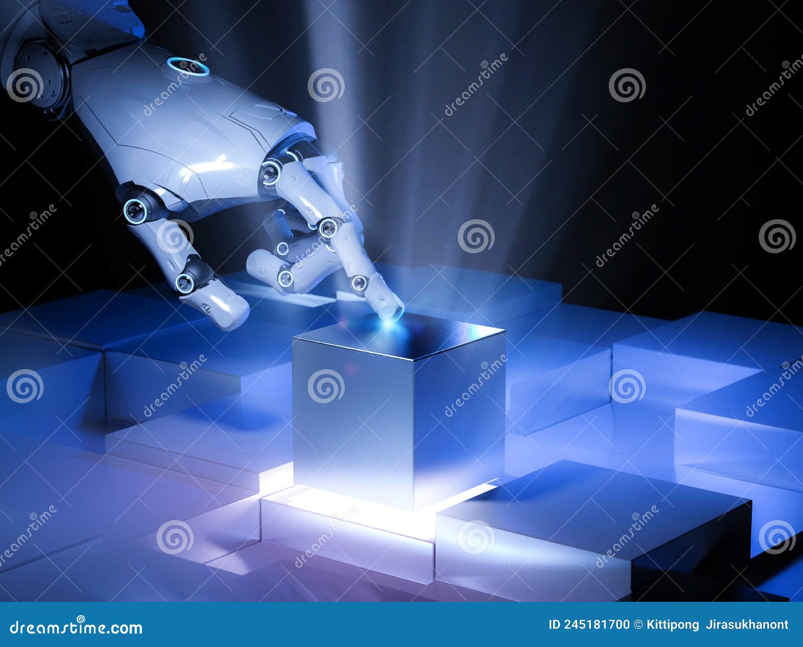 Cyborg Hand Push Power Button Stock Illustration - Illustration of ...