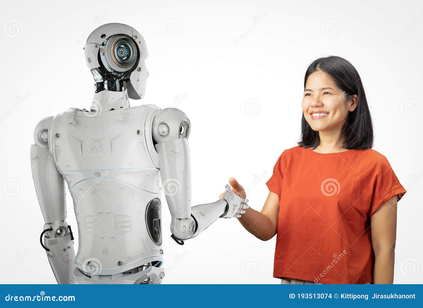 Cyborg Hand Shake with Human Stock Photo - Image of intelligence, connection: 193513074