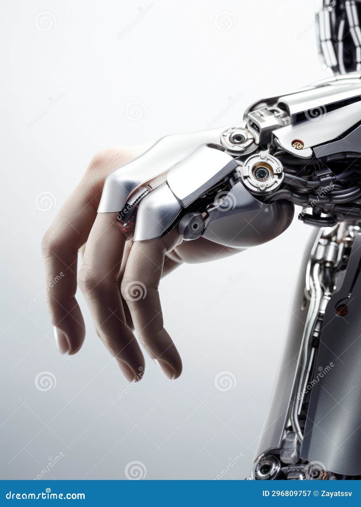 Cyborg Hands Closeup, Technology of Artificial Intelligence Stock ...