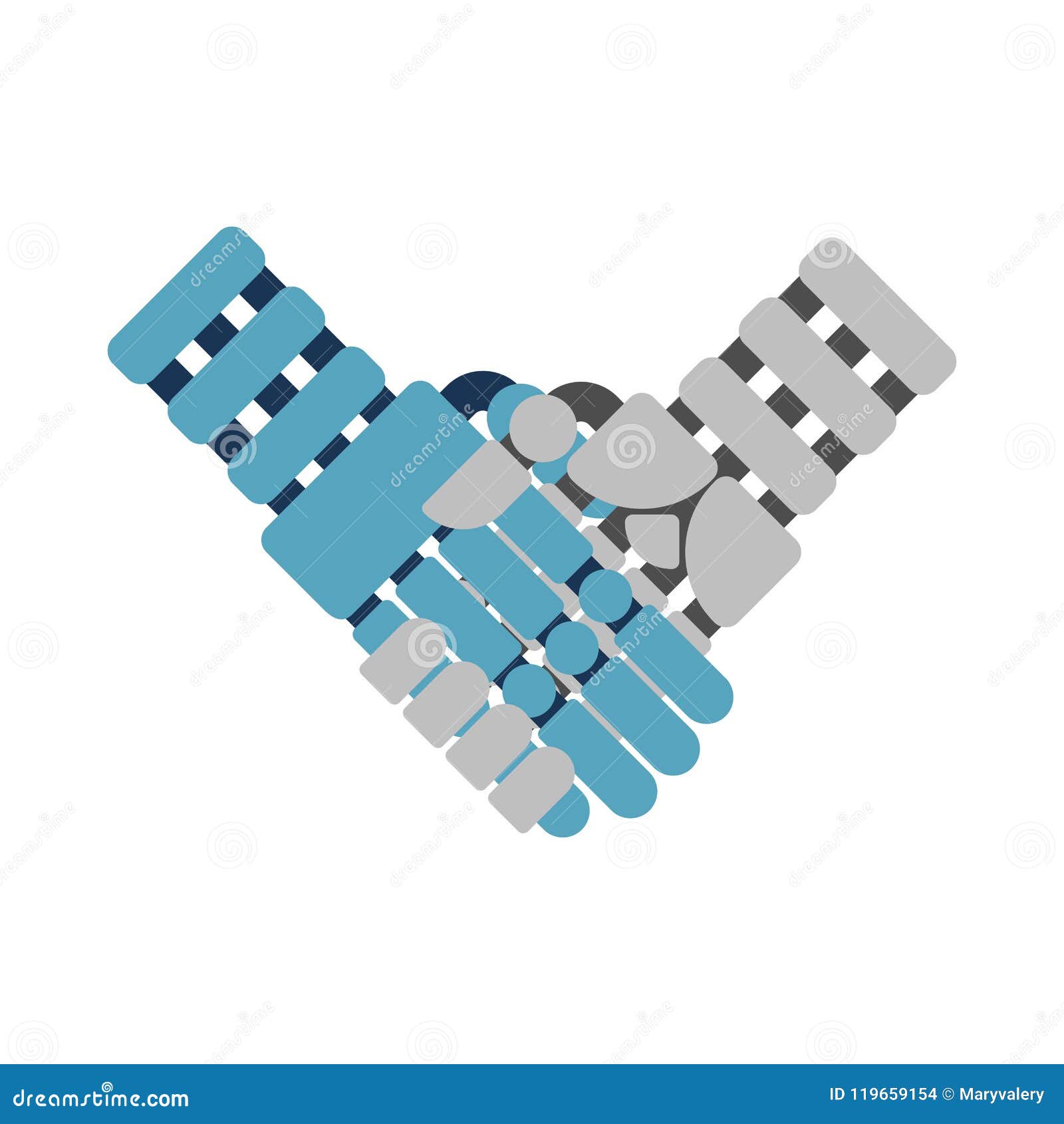 Cyborg And Man Handshake Isolated. Artificial Intelligence. Vector ...
