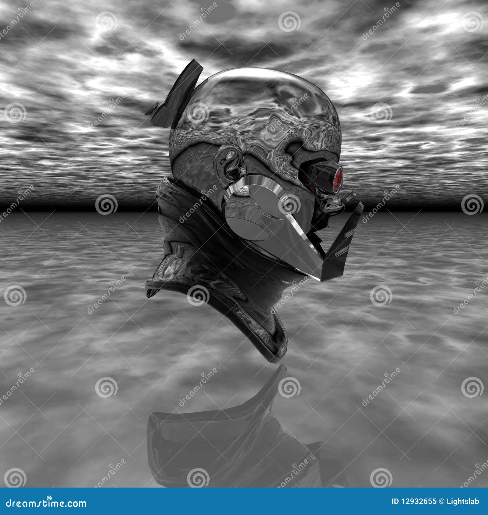 Cyborg head stock illustration. Illustration of graphic - 12932655