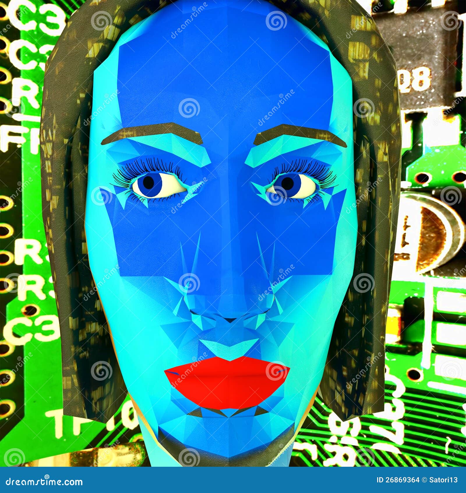 Cyborg head stock illustration. Illustration of black - 26869364