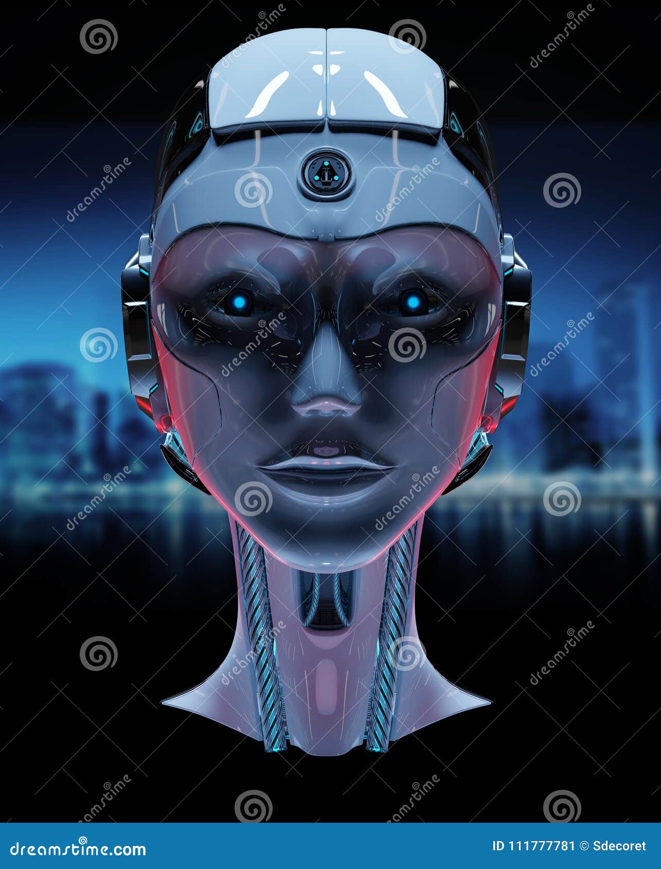 Cyborg Head Artificial Intelligence 3D Rendering Stock Illustration ...