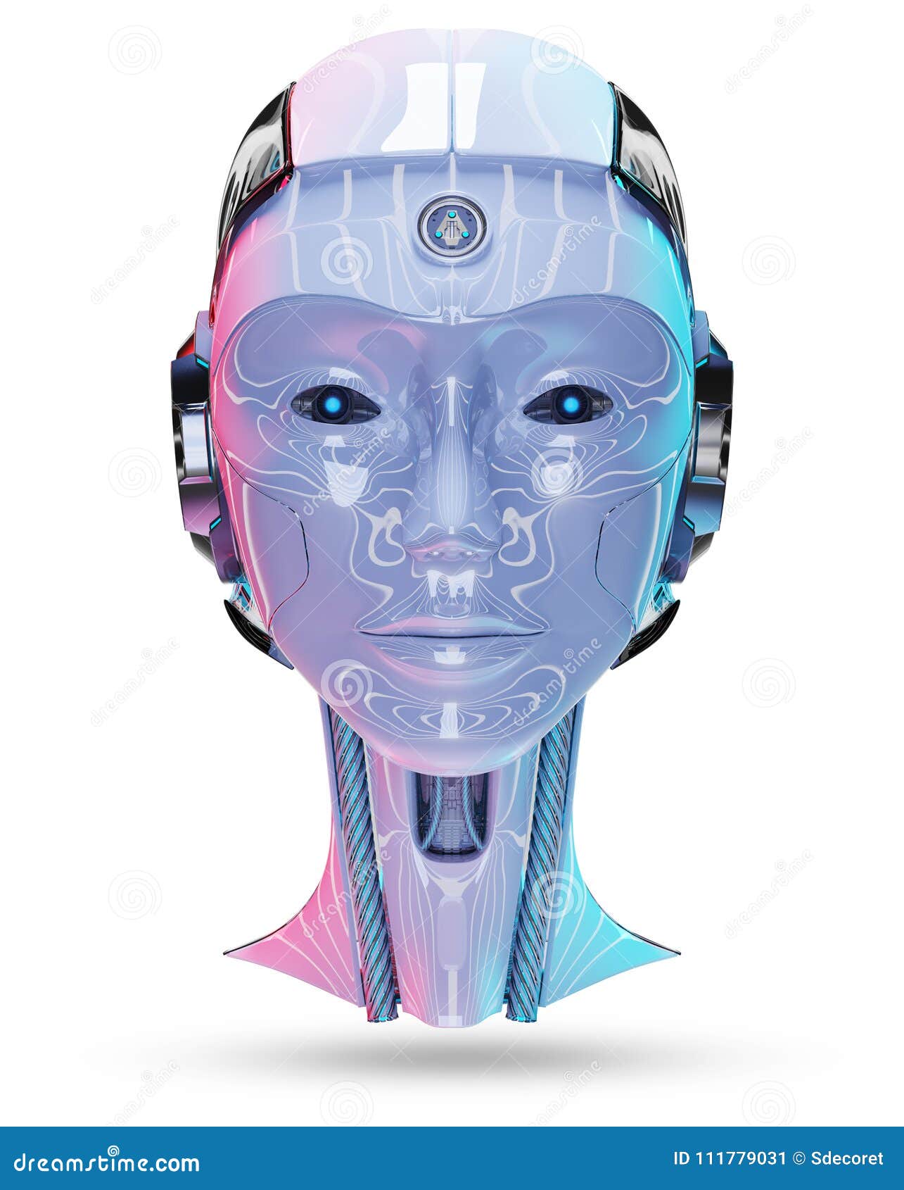 Cyborg Head Artificial Intelligence 3D Rendering Stock Illustration ...
