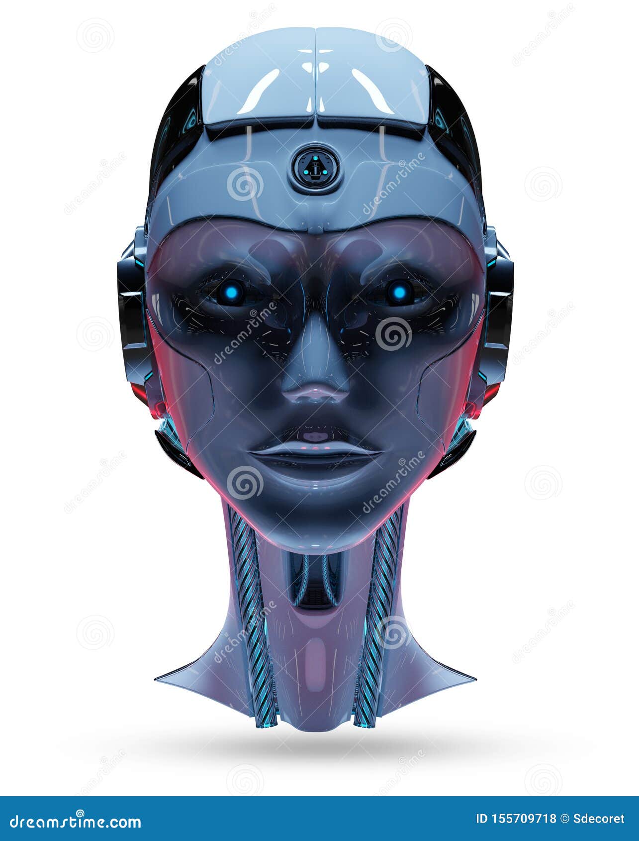 Cyborg Head Artificial Intelligence 3D Rendering Stock Illustration ...