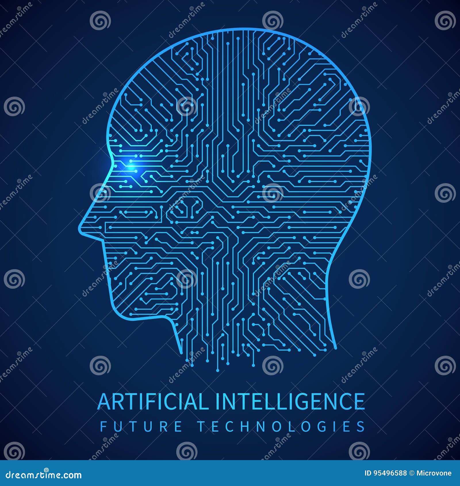 Cyborg Head with Circuit Board Inside. Artificial Intelligence of ...