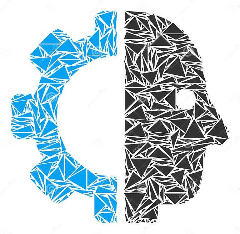 Cyborg Head Collage of Triangles Stock Vector - Illustration of bionic ...