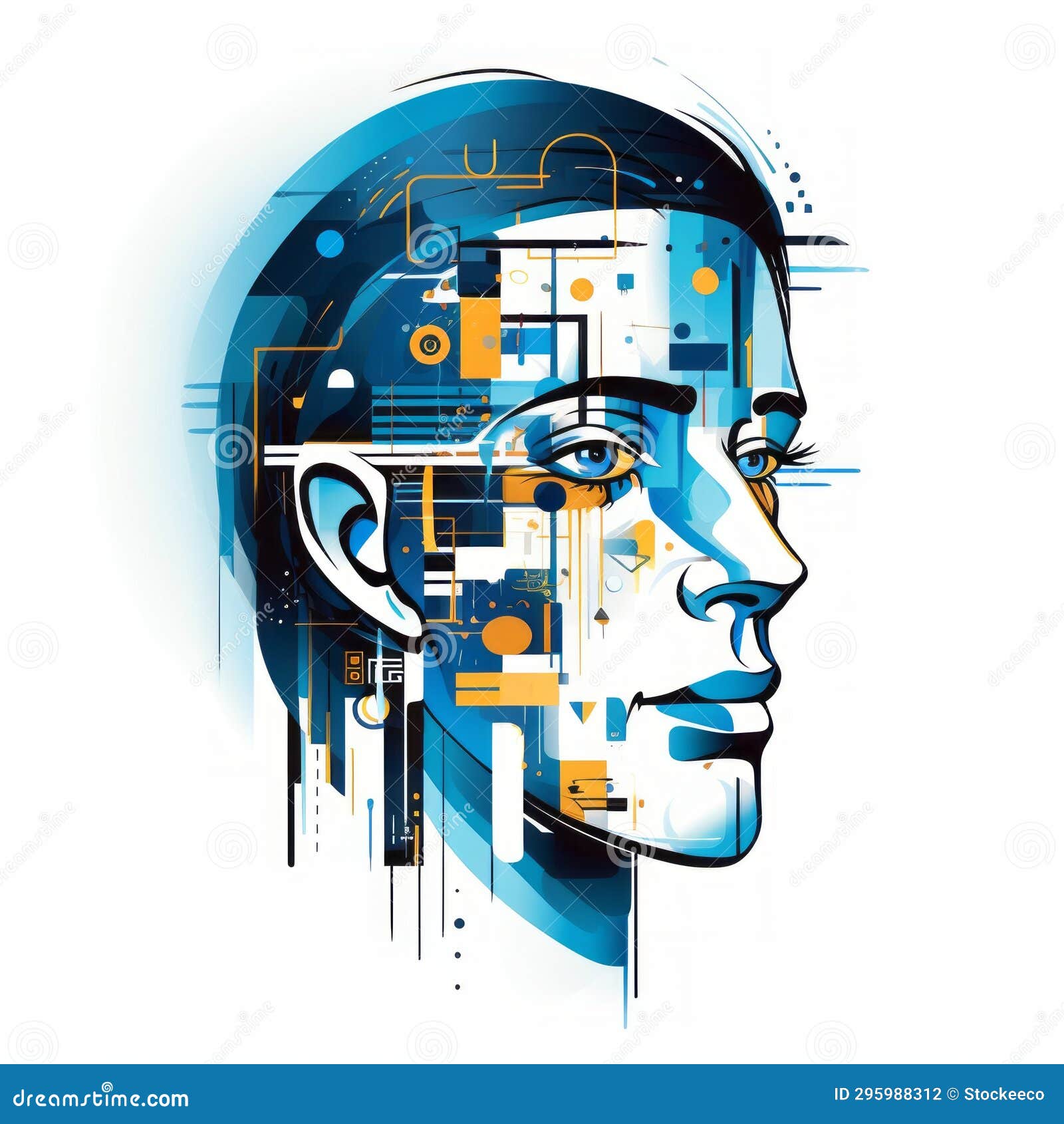 Modern Futurist Head Illustration for Design Software Stock ...