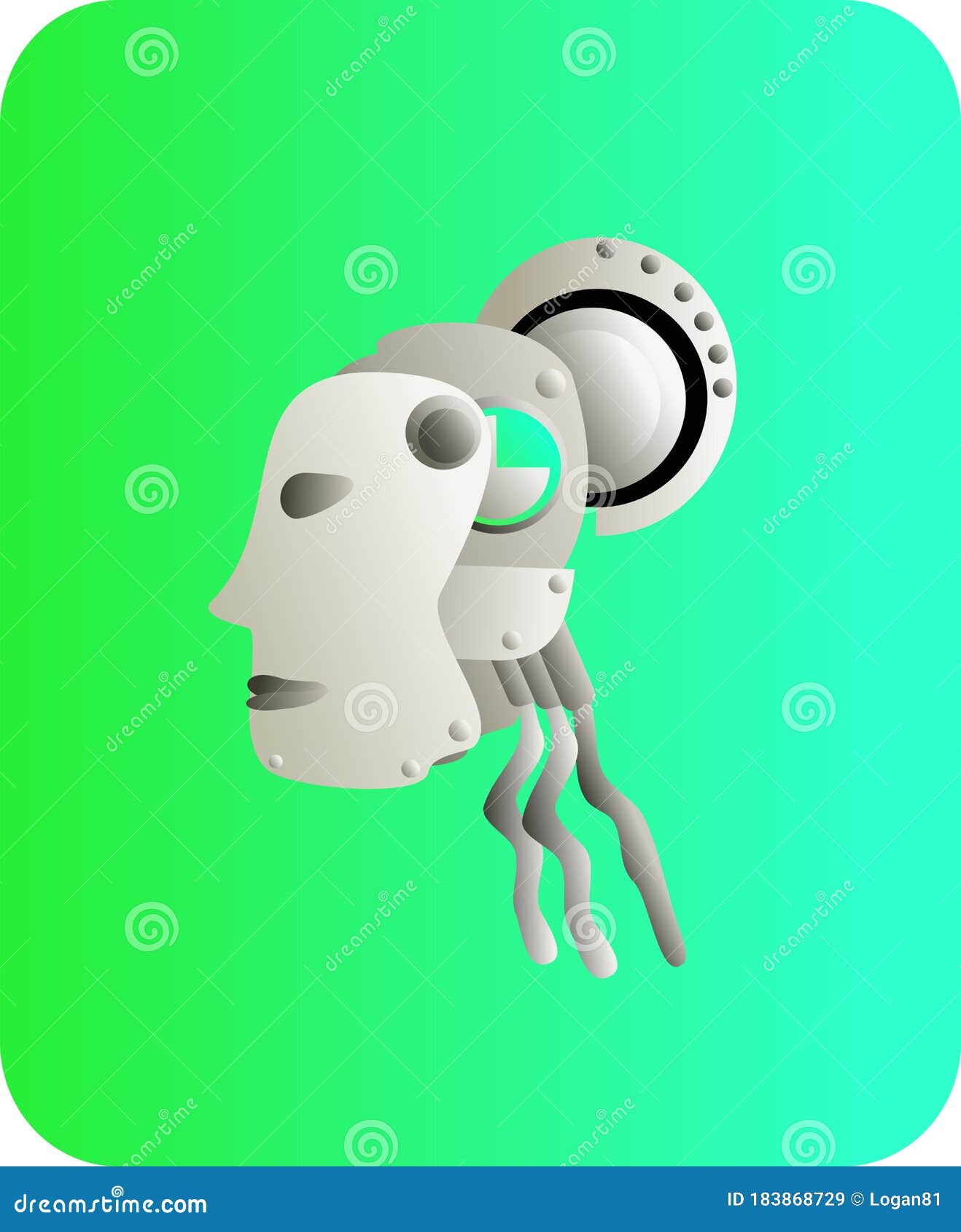 Cyborg Head Icon with Gears Stock Vector - Illustration of power ...