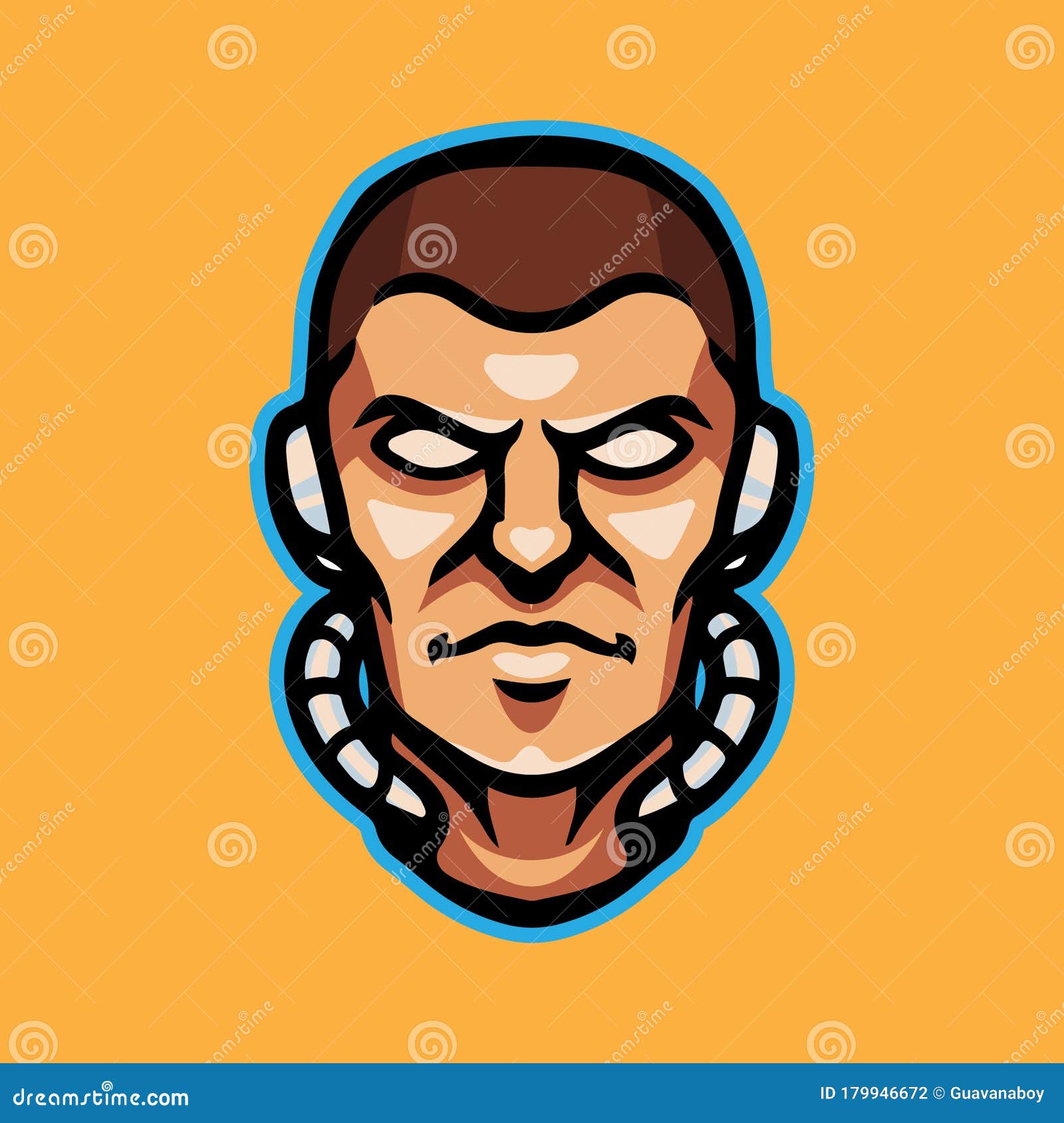 Cyborg Head Mascot Logo Design Stock Illustration - Illustration of ...