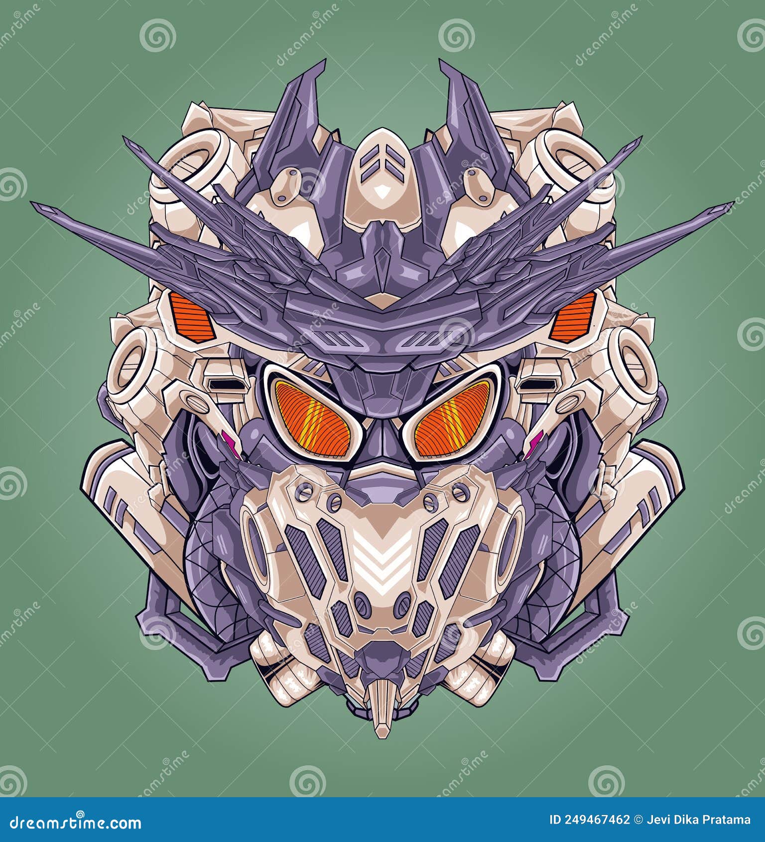 Cyborg Head Vector Illustration Stock Illustration - Illustration of ...