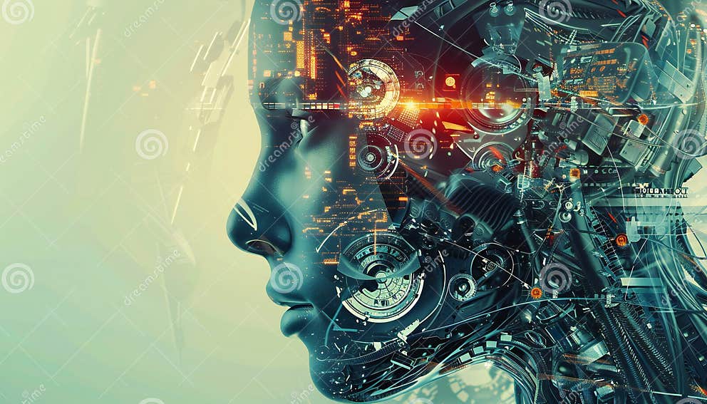 The Amalgamation of Human and Technology Stock Illustration ...