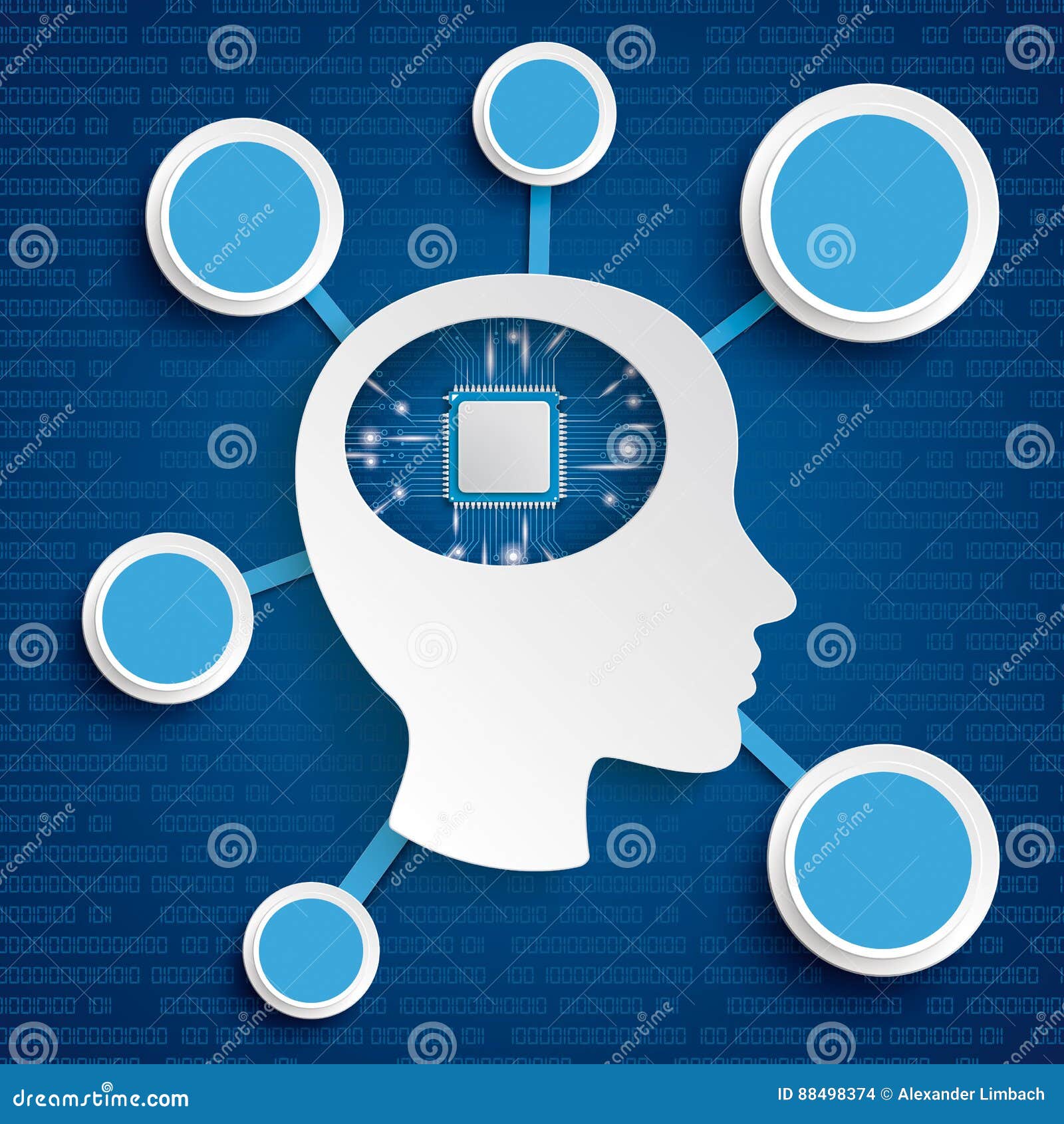 Cyborg Human Head Microchip Network Stock Vector - Illustration of ...