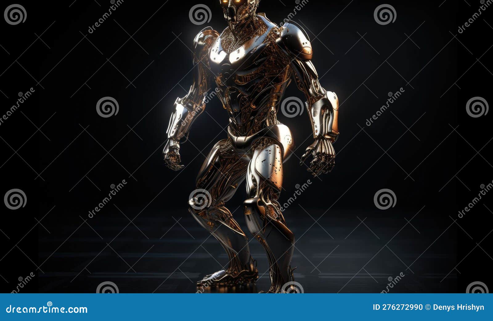 A Cyborg with Human-like Body but Metallic Features Creating Using ...