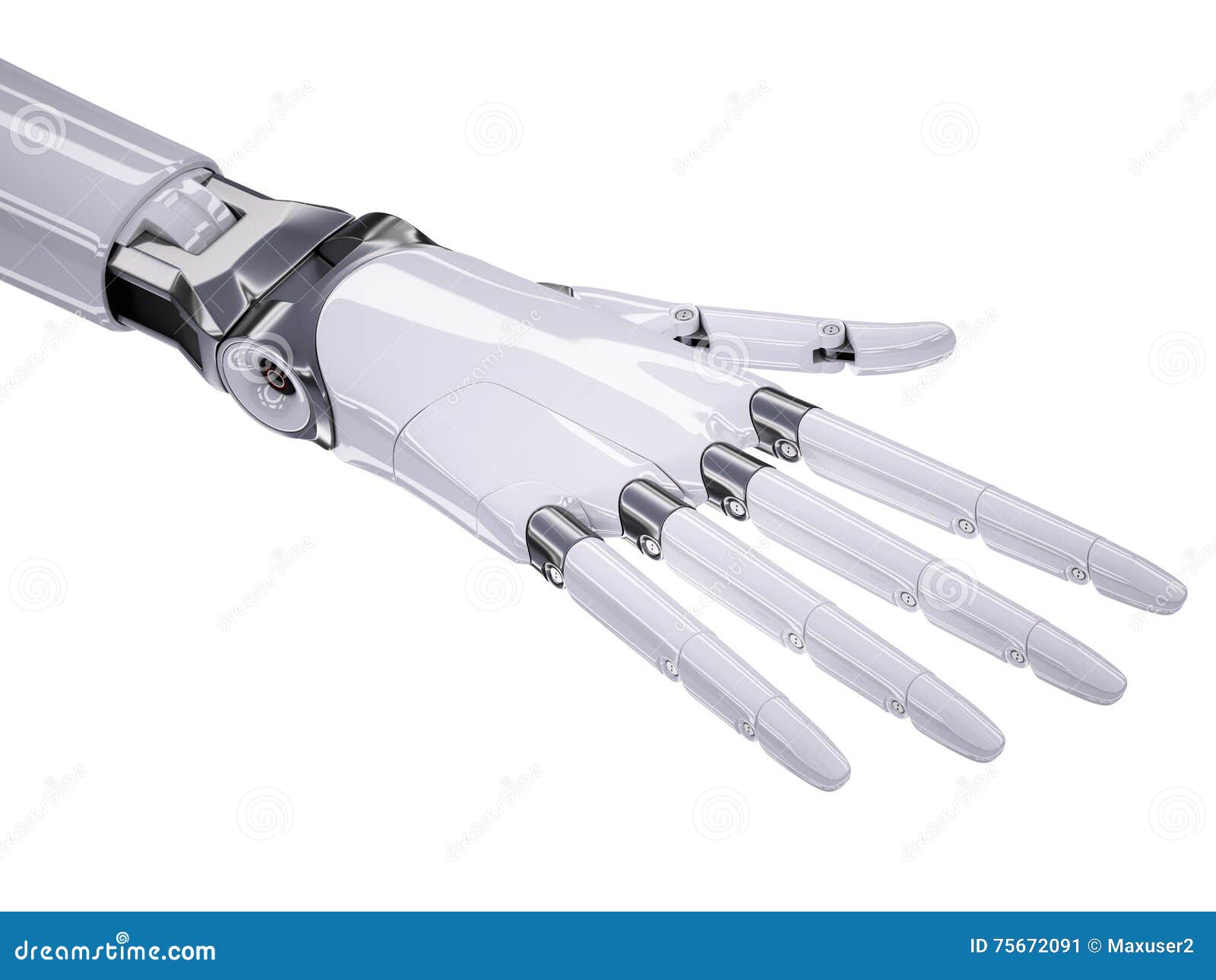 Cyborg Human-Like Hand 3d Illustration Isolated on White Stock ...