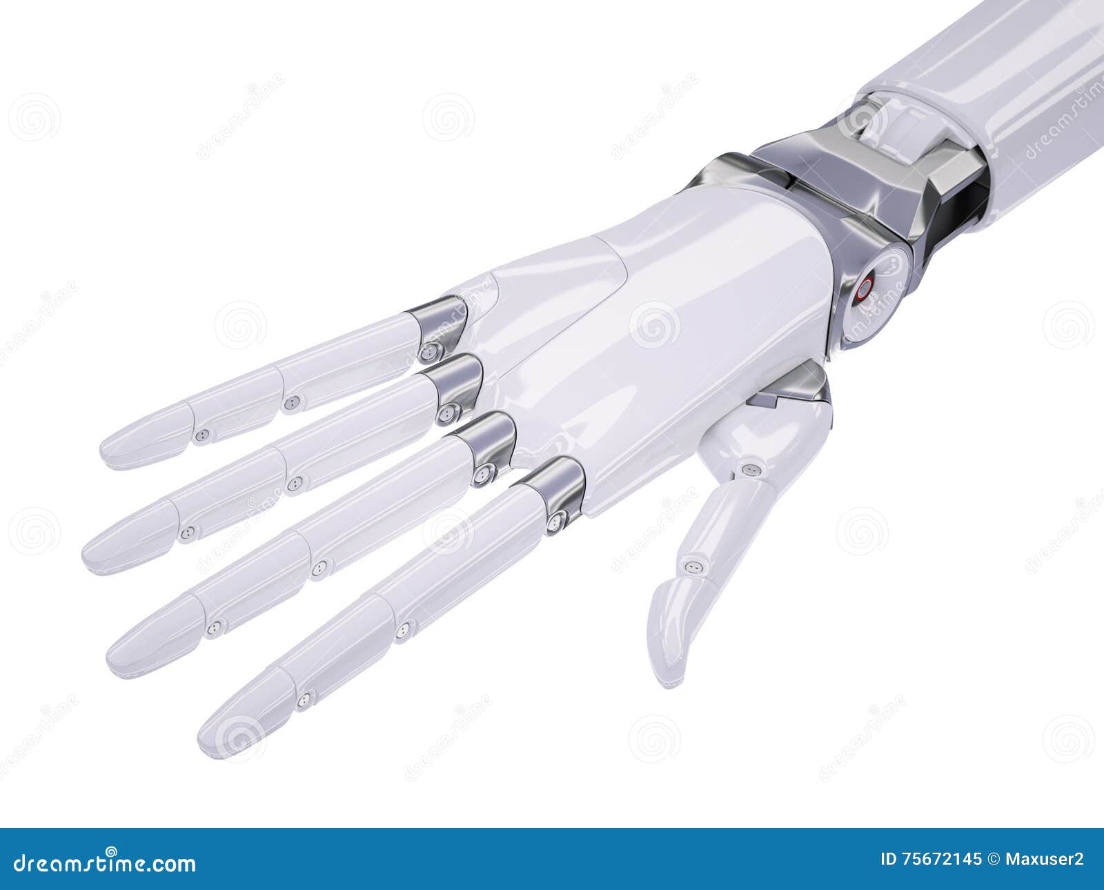 Cyborg Human-Like Hand 3d Illustration Isolated on White Stock ...