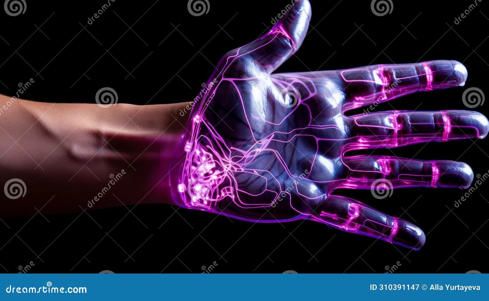 Cyborg Human Robot Arm in Futuristic Style Stock Image - Image of mesh ...