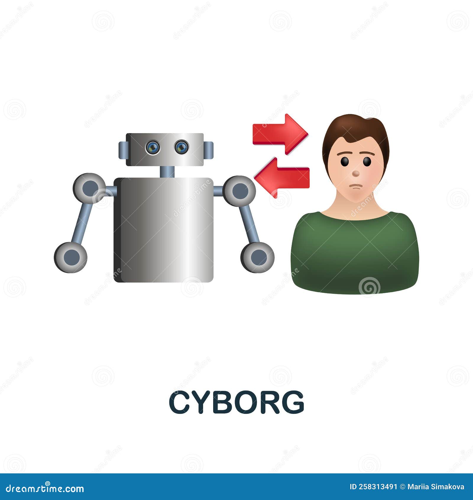 Cyborg Icon. 3d Illustration from Future Technology Collection ...